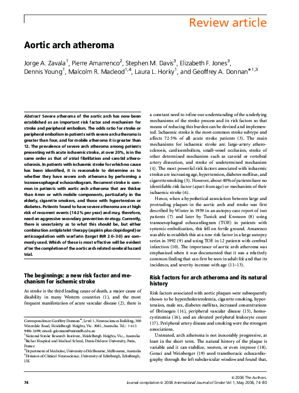 (PDF) Aortic Arch Atheroma