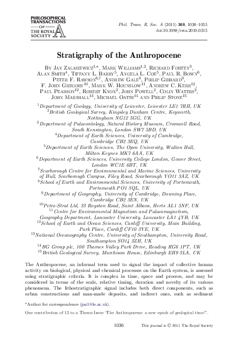 (PDF) Stratigraphy of the Anthropocene | mark hounslow - Academia.edu