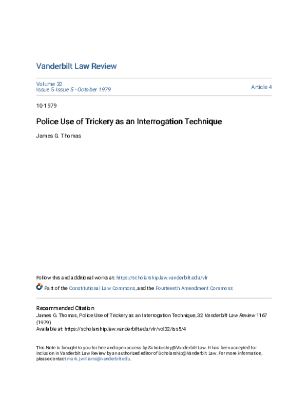 (PDF) Police Use of Trickery as an Interrogation Technique
