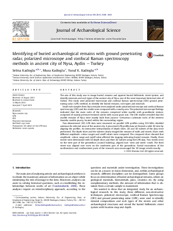 Pdf Identifying Of Buried Archaeological Remains With Ground Penetrating Radar Polarized