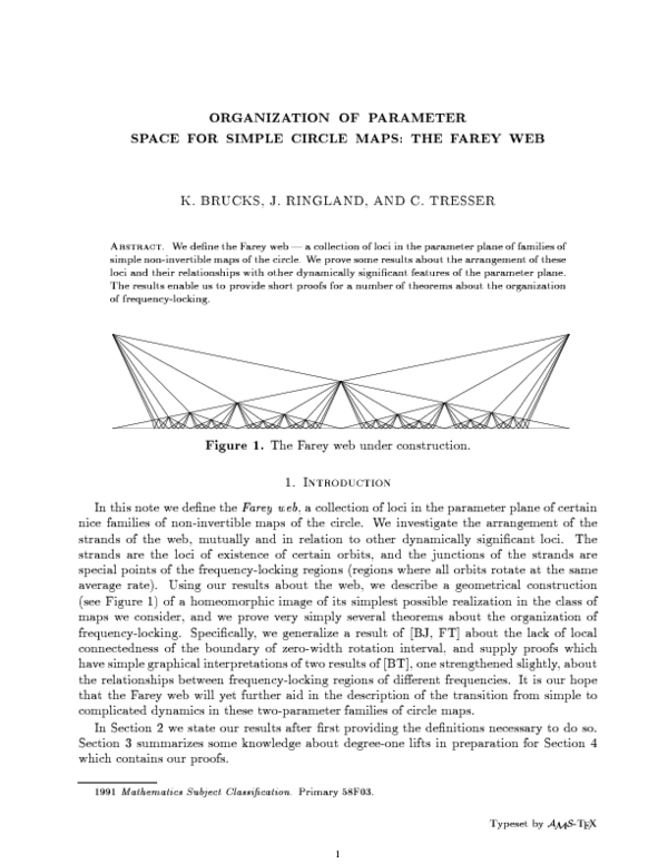 (PDF) Organization of parameter space for simple circle maps: the Farey web