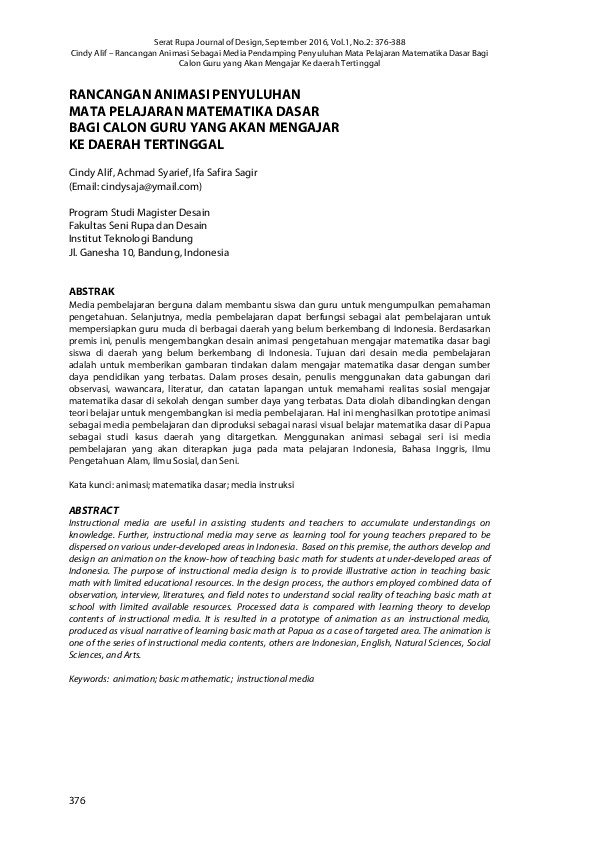 (PDF) Rancangan Animasi Penyuluhan Mata Pelajaran Matematika Dasar Bagi ...