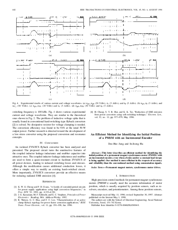 Pdf An Efficient Method For Identifying The Initial Position Of A Pmsm With An Incremental Encoder