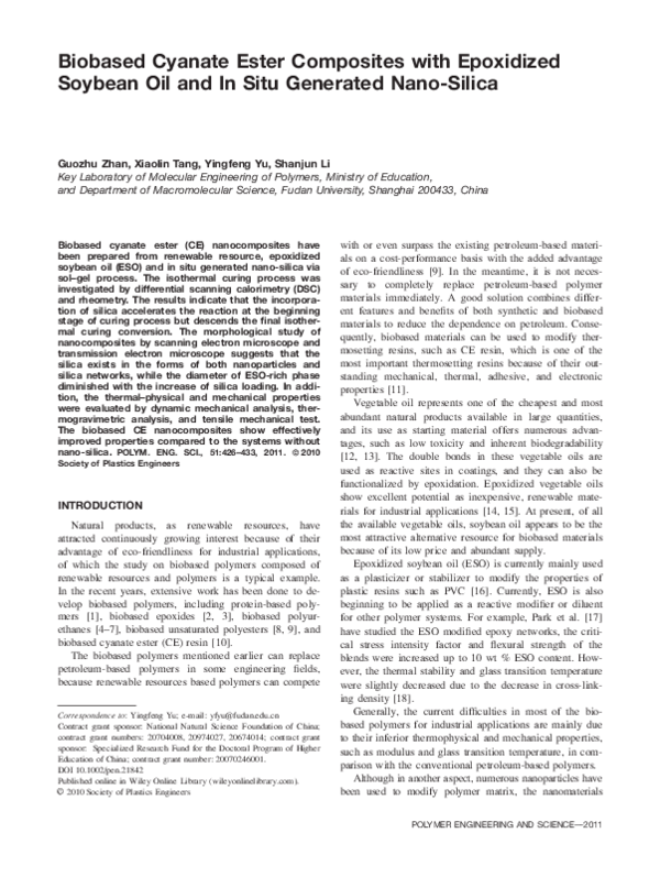 (PDF) Biobased cyanate ester composites with epoxidized soybean oil and ...
