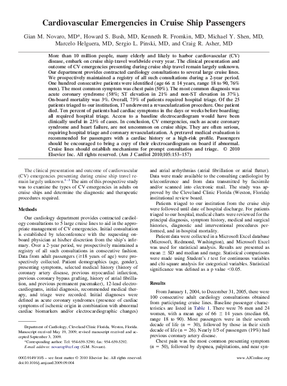 (PDF) Cardiovascular Emergencies in Cruise Ship Passengers