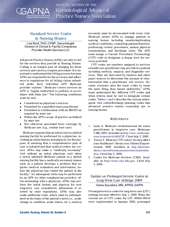 (PDF) Standard Service Codes in Nursing Homes