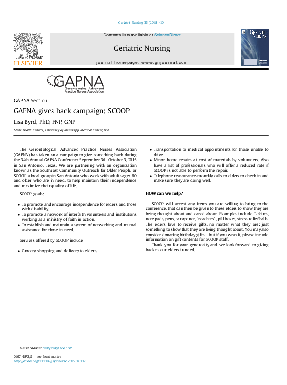 (PDF) GAPNA gives back campaign: SCOOP