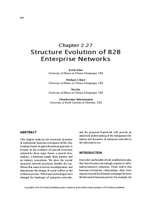 (PDF) Structure Evolution of B2B Enterprise Networks
