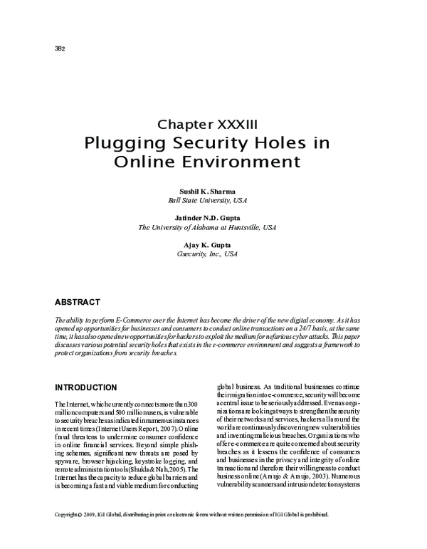 (PDF) Plugging Security Holes in Online Environment