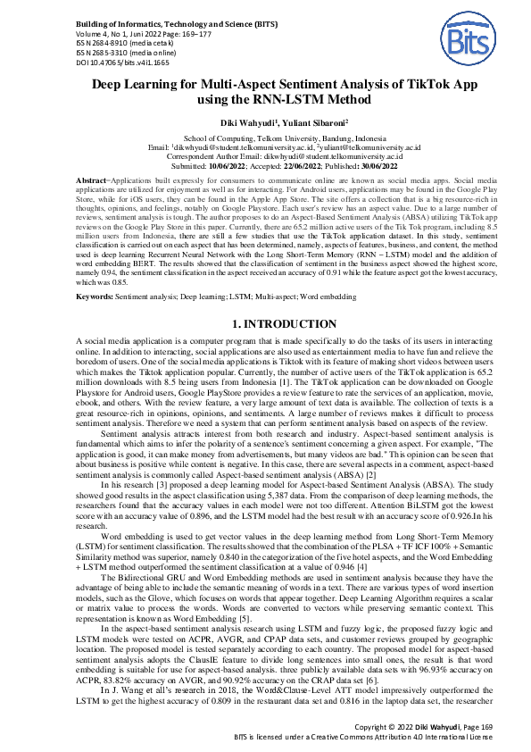 (PDF) Deep Learning for Multi-Aspect Sentiment Analysis of TikTok App ...