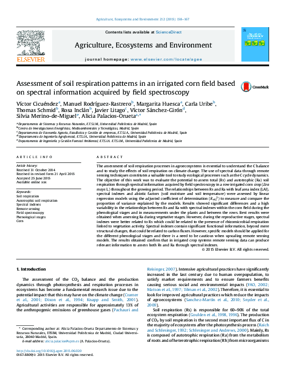 (PDF) Assessment of soil respiration patterns in an irrigated corn ...