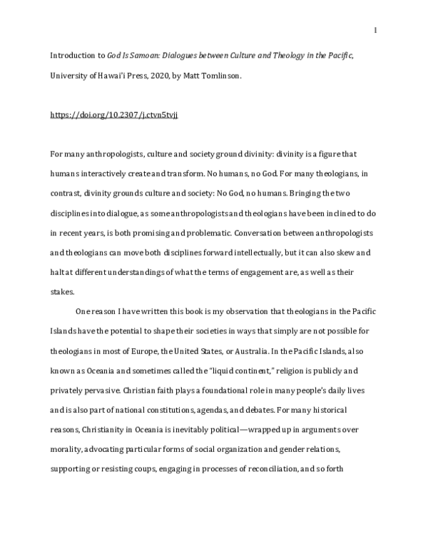 (PDF) Introduction to God Is Samoan (2020)