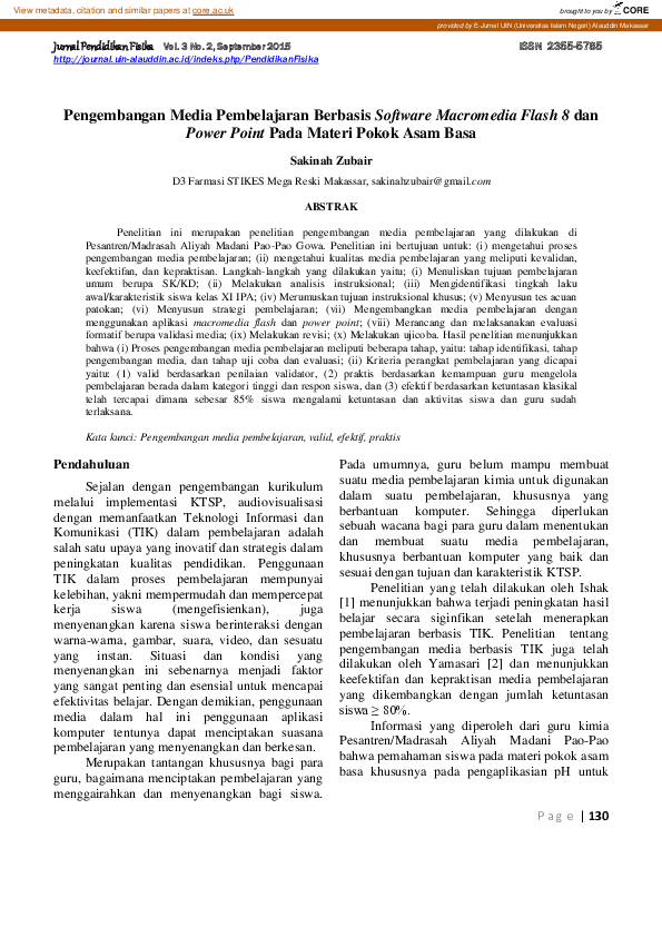 (PDF) Pengembangan Media Pembelajaran Berbasis Software Macromedia Flash 8 dan Power Point pada ...
