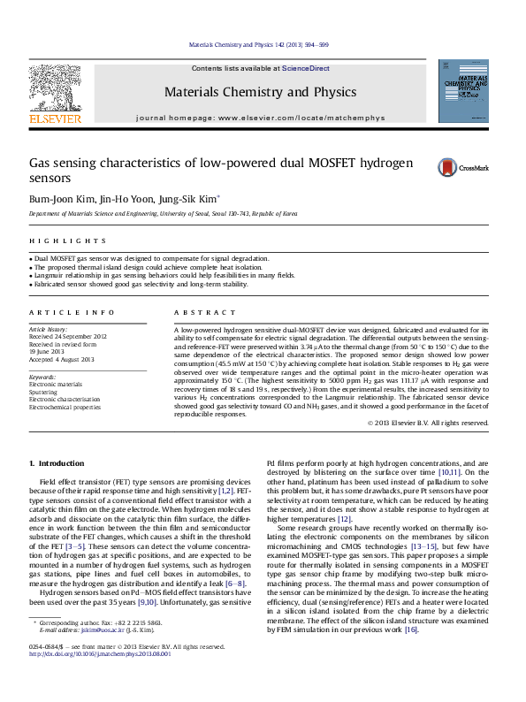 (PDF) Gas sensing characteristics of low-powered dual MOSFET hydrogen ...