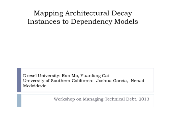 (PDF) Mapping architectural decay instances to dependency models
