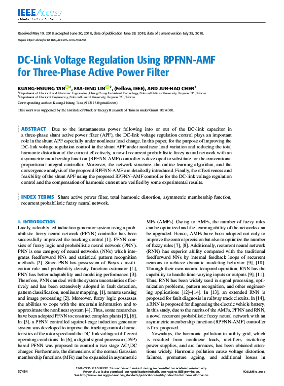 (PDF) DC-Link Voltage Regulation Using RPFNN-AMF for Three-Phase Active ...