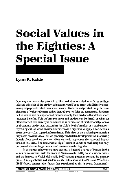 (PDF) Social values in the eighties: A special issue