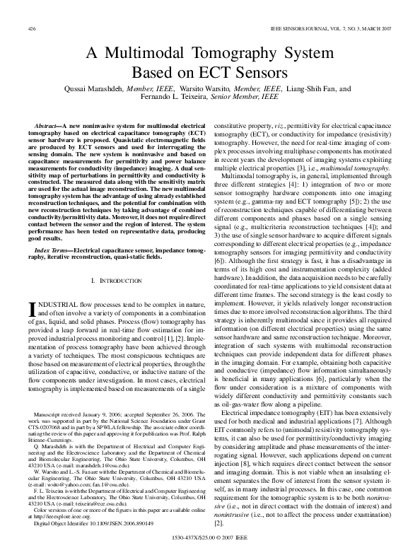 (PDF) A Multimodal Tomography System Based on ECT Sensors