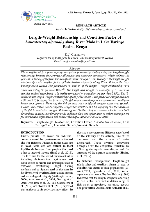 (PDF) Length-Weight Relationship and Condition Factor of Labeobarbus ...