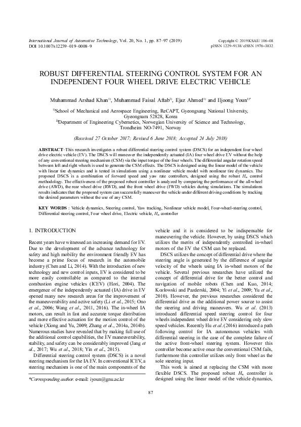 (PDF) Robust Differential Steering Control System for an Independent ...