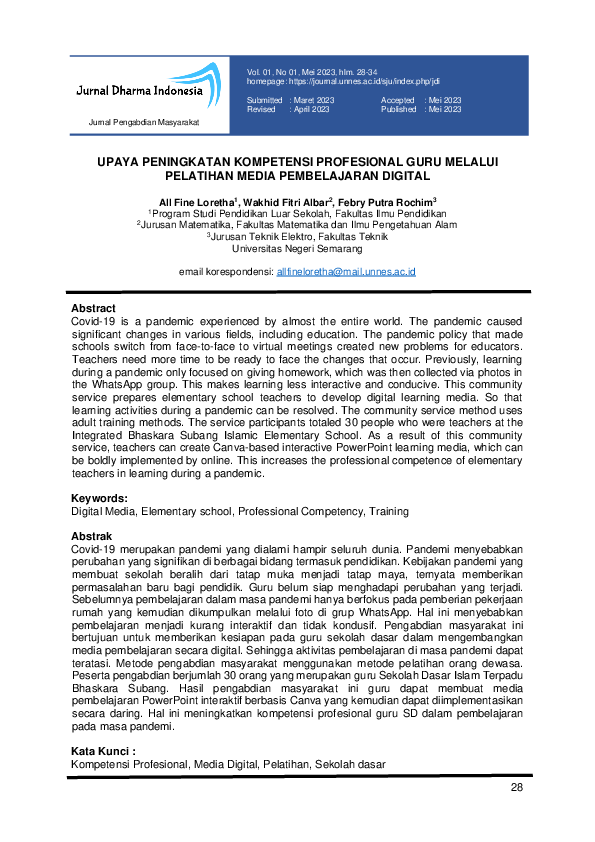 (PDF) Upaya Peningkatan Kompetensi Profesional Guru melalui Pelatihan Media Pembelajaran Digital