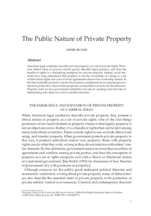 (PDF) The Public Nature of Private Property
