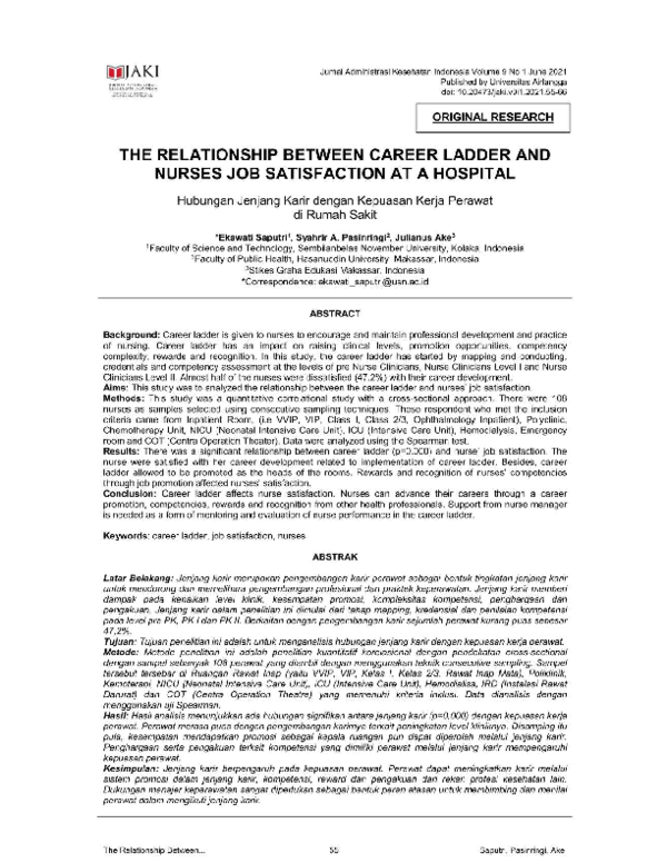 (PDF) THE RELATIONSHIP BETWEEN CAREER LADDER AND NURSES JOB ...