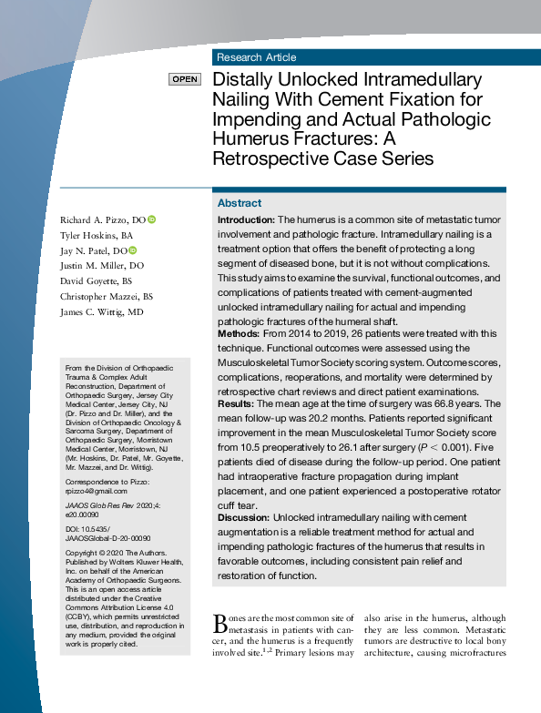 (PDF) Distally Unlocked Intramedullary Nailing With Cement Fixation for ...
