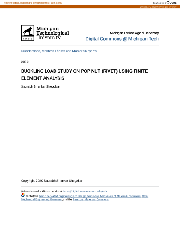 (PDF) Buckling Load Study on Pop Nut (Rivet) Using Finite Element Analysis