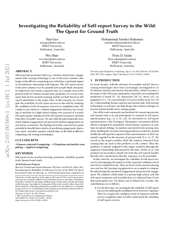 (PDF) Investigating the Reliability of Self-report Survey in the Wild ...