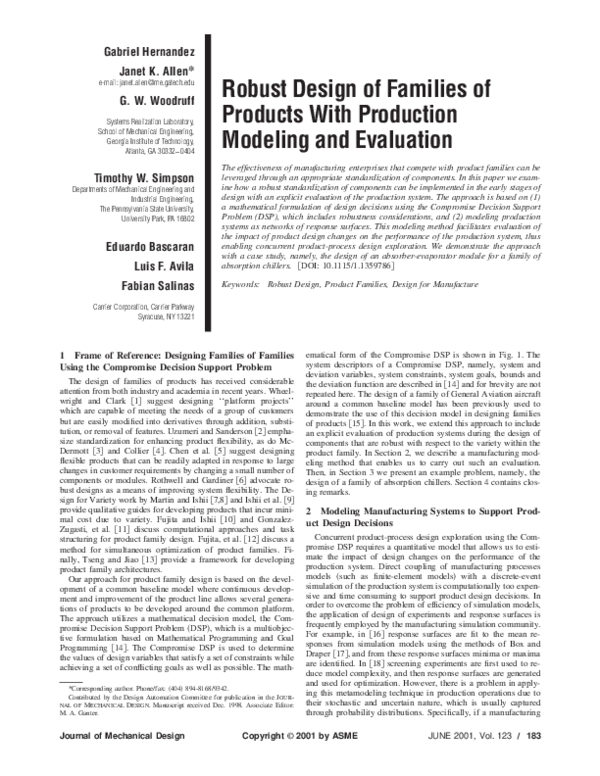 (PDF) Robust Design of Families of Products With Production Modeling ...