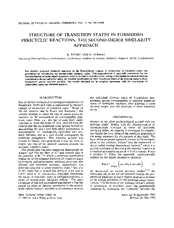 Structure of transition states in forbidden pericyclic reactions. The ...