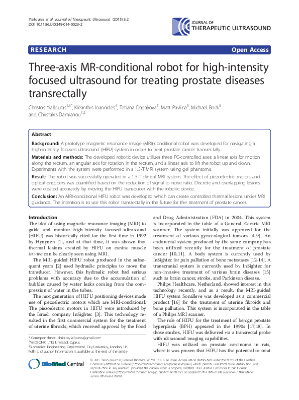 (PDF) Three-axis MR-conditional robot for high-intensity focused ...