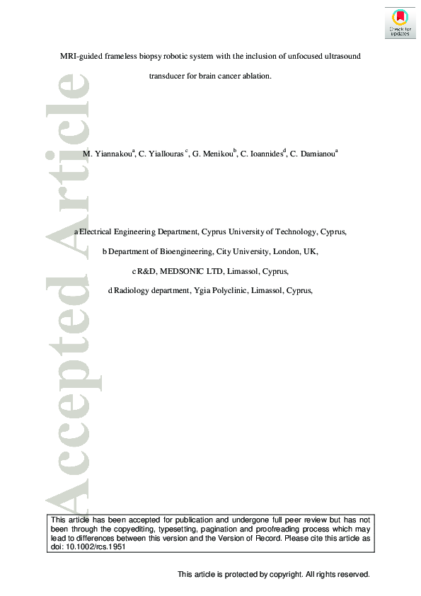 (PDF) MRI‐guided frameless biopsy robotic system with the inclusion of unfocused ultrasound ...
