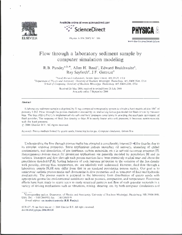 (PDF) Flow through a laboratory sediment sample by computer simulation ...