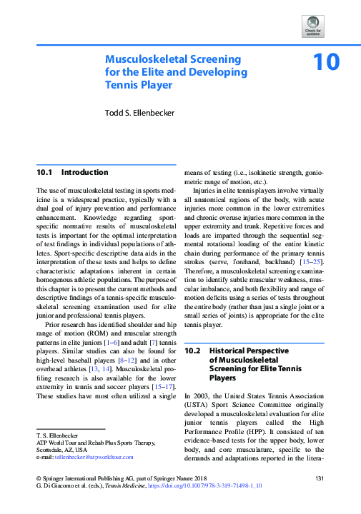 (PDF) Musculoskeletal Screening for the Elite and Developing Tennis Player