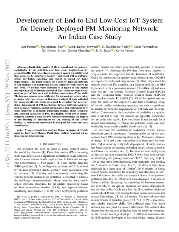 (PDF) Development of End-to-End Low-Cost IoT System for Densely Deployed PM Monitoring Network ...