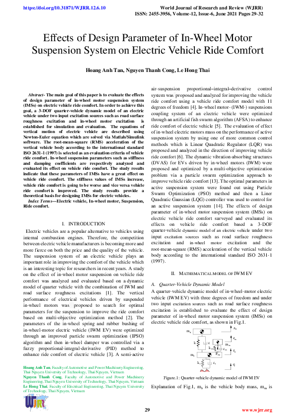 (PDF) Effects of Design Parameter of In-Wheel Motor Suspension System on Electric Vehicle Ride ...