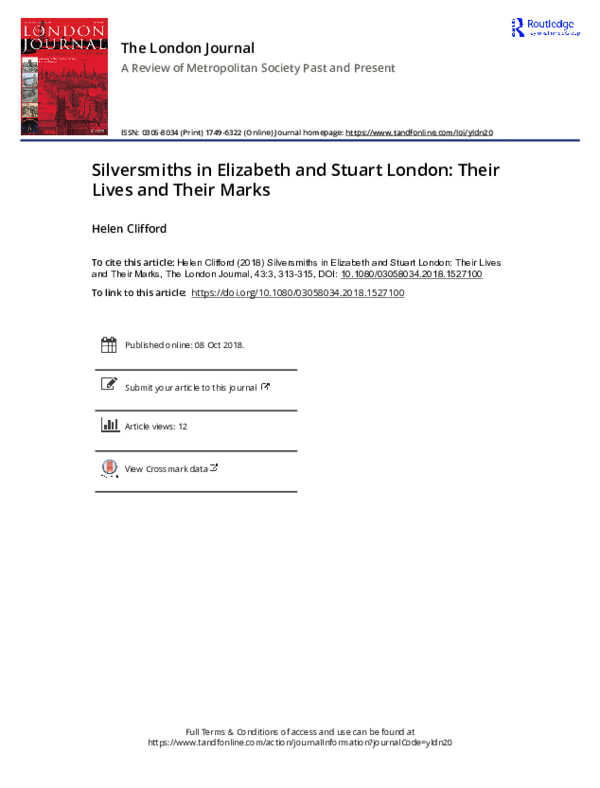 (PDF) Silversmiths in Elizabeth and Stuart London: Their Lives and ...