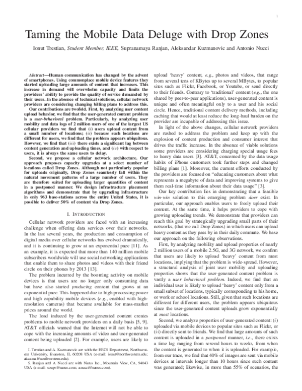 (PDF) Taming the Mobile Data Deluge With Drop Zones