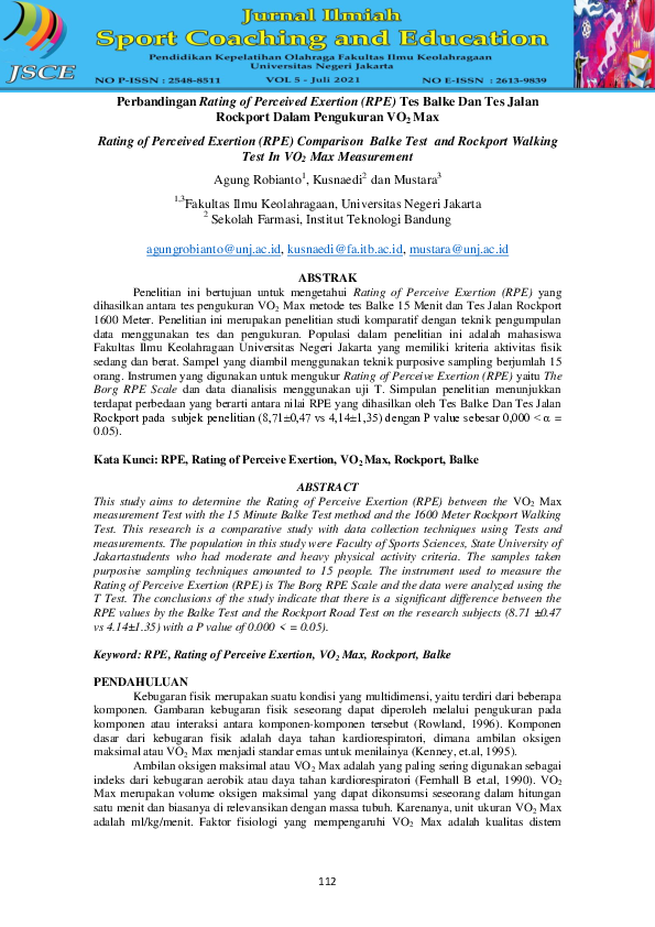 (PDF) Perbandingan Rating of Perceived Exertion (RPE) Tes Balke Dan Tes ...