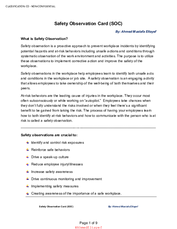 (PDF) Safety Observation Card (SOC