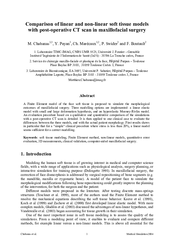 (PDF) Comparison of linear and non-linear soft tissue models with post ...