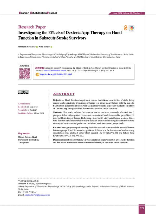 (PDF) Investigating the Effects of Dexteria App Therapy on Hand ...