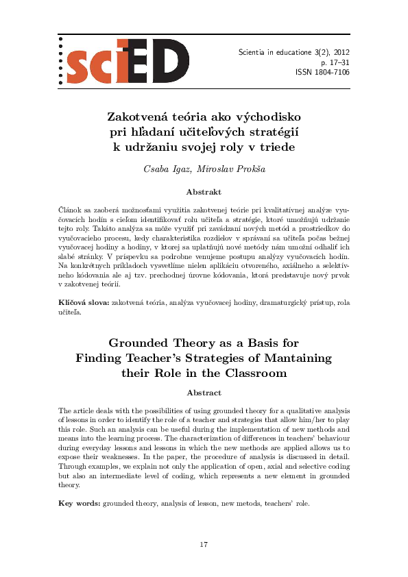 (PDF) Grounded Theory as a Basis for Finding Teacher ’ s Strategies of ...