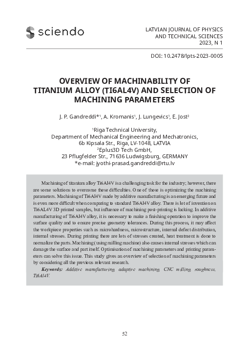 (PDF) Overview of Machinability of Titanium Alloy (Ti6Al4V) and ...