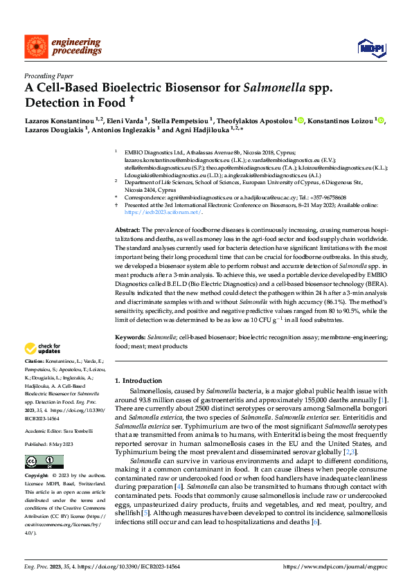 (PDF) A Cell-Based Bioelectric Biosensor for Salmonella spp. Detection ...