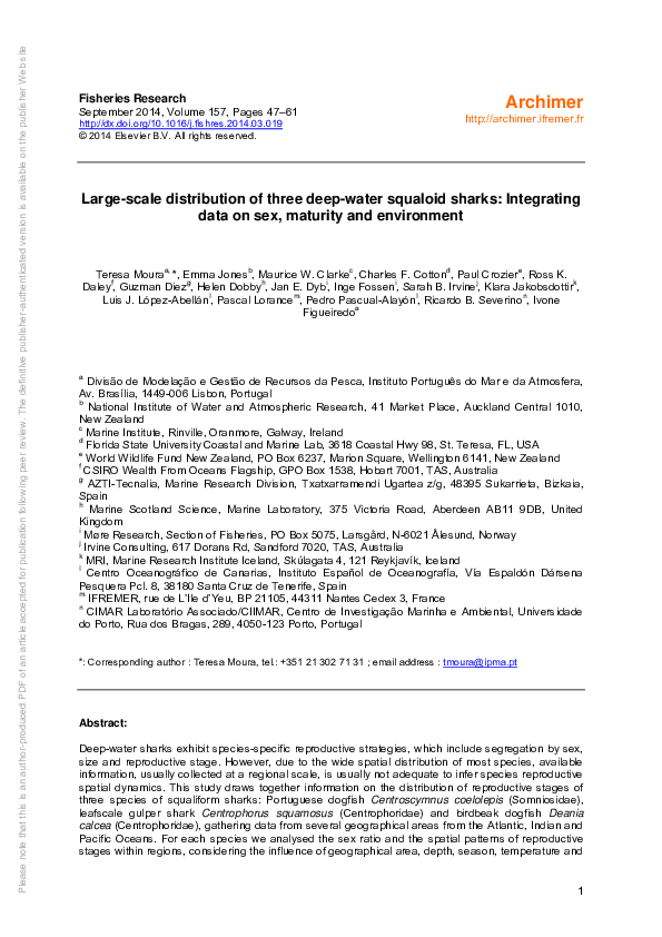 Pdf Distribution Of Deep Water Squaloid Sharks