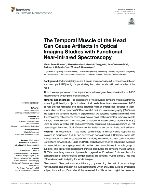 (PDF) The Temporal Muscle of the Head Can Cause Artifacts in Optical ...