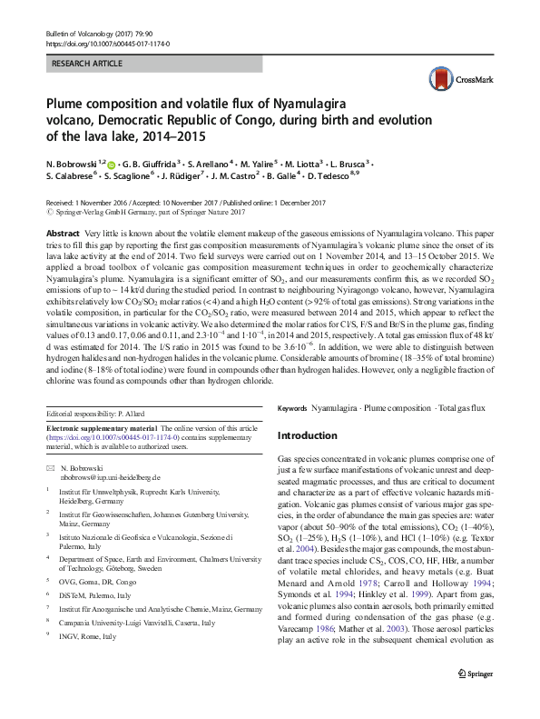 (PDF) Plume composition and volatile flux of Nyamulagira volcano ...
